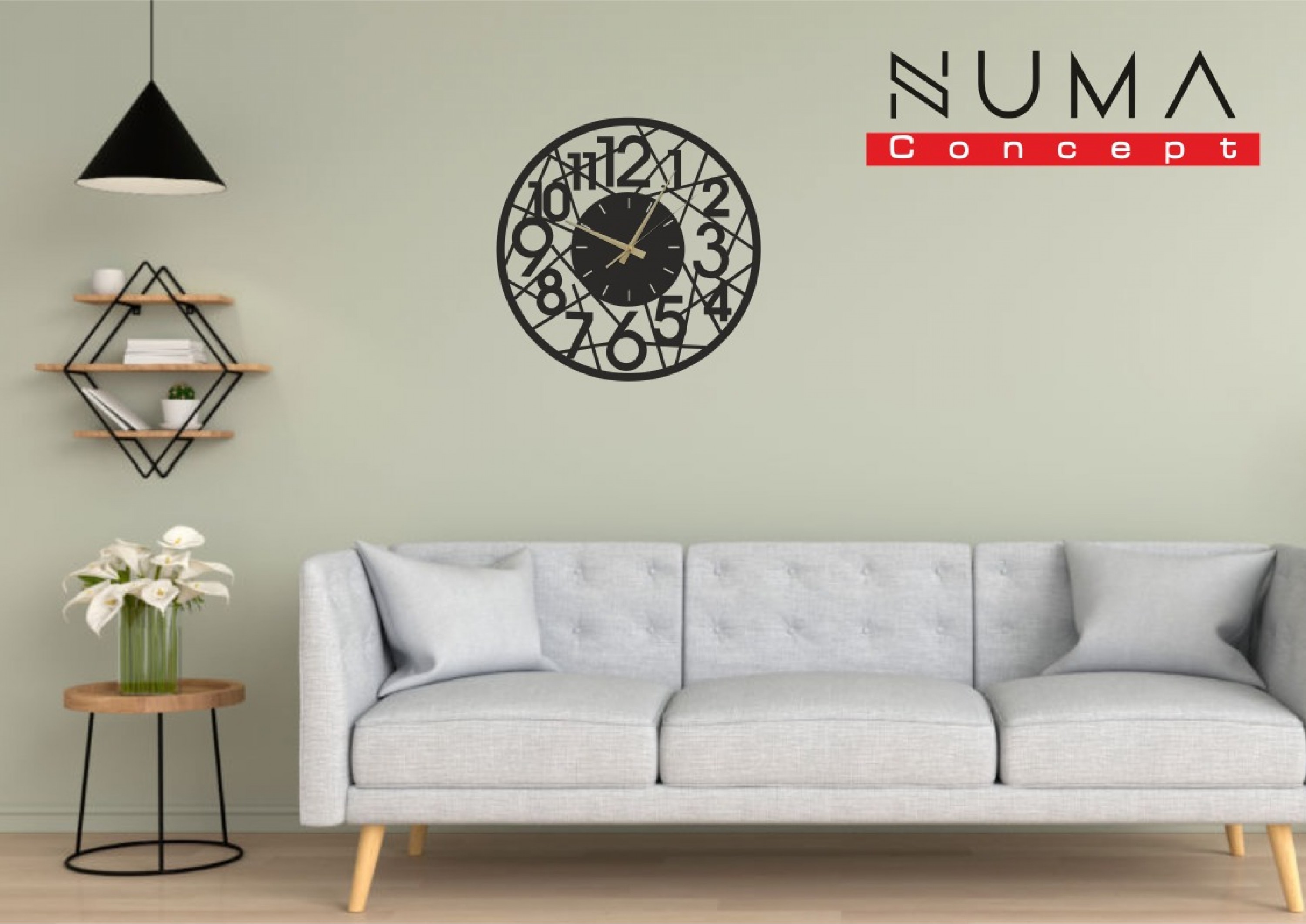 Dekoratif Duvar Saati Mat Siyah Ahşap Mdf 38x38