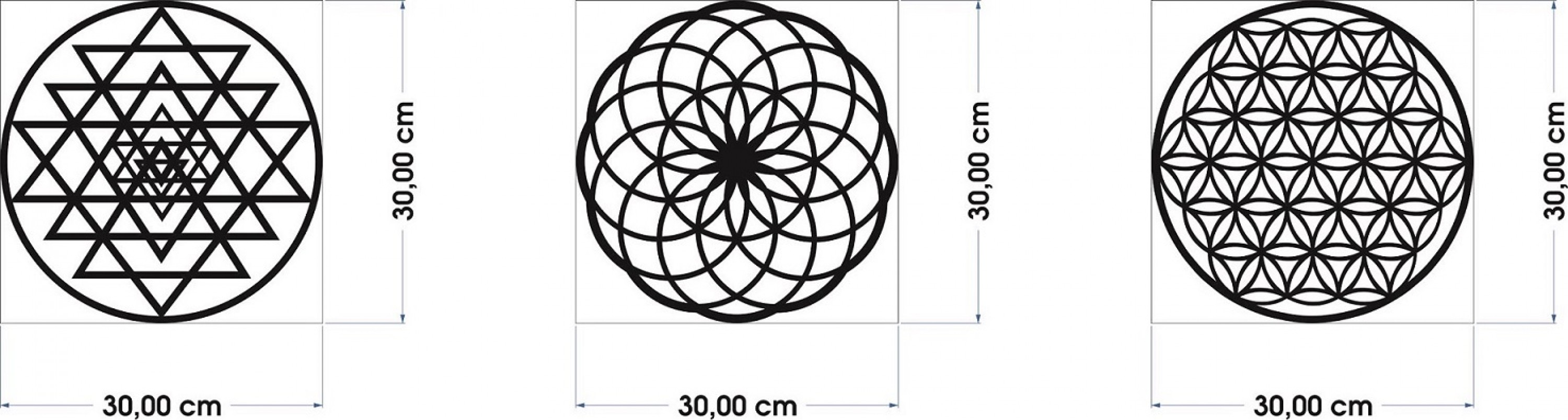 A-Yaşam Çiçeği Sri Yantra Torus Nefesi Üçlü Gold Aynalı Pleksi Tablo ...